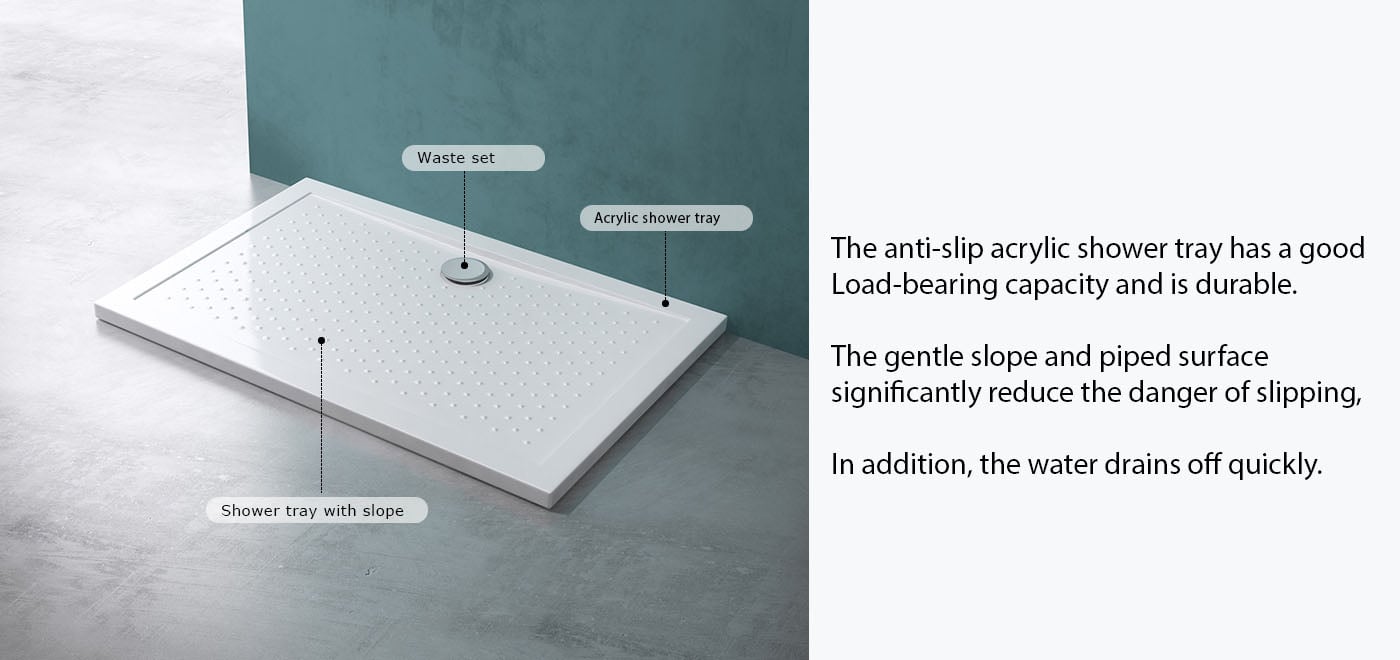 Durovin Bathrooms Acrylic Shower Tray Anti Slip Surface Rectangular